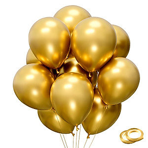 Gold Metallic Balloons 100pcs 12 Inch Helium Balloons for Birthday Graduation Baby Shower Wedding Anniversary Party Decorations