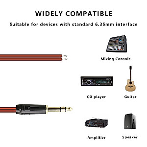 XMSJSIY 1/4 TRS Speaker Bare Wire, 6.35mm 3- Pole Male Mono Stereo Audio Cable Replacement Open End OFC HiFi Speaker Cord Amplifier Patch for DJ Microphone Subwoofer Mixer Wire -2m