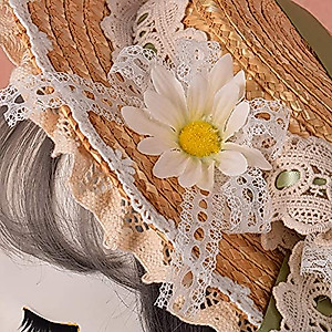 COSDREAMER Girls Women Tea Party Sun Hat Lace Ribbons Straw Hats (Light green)