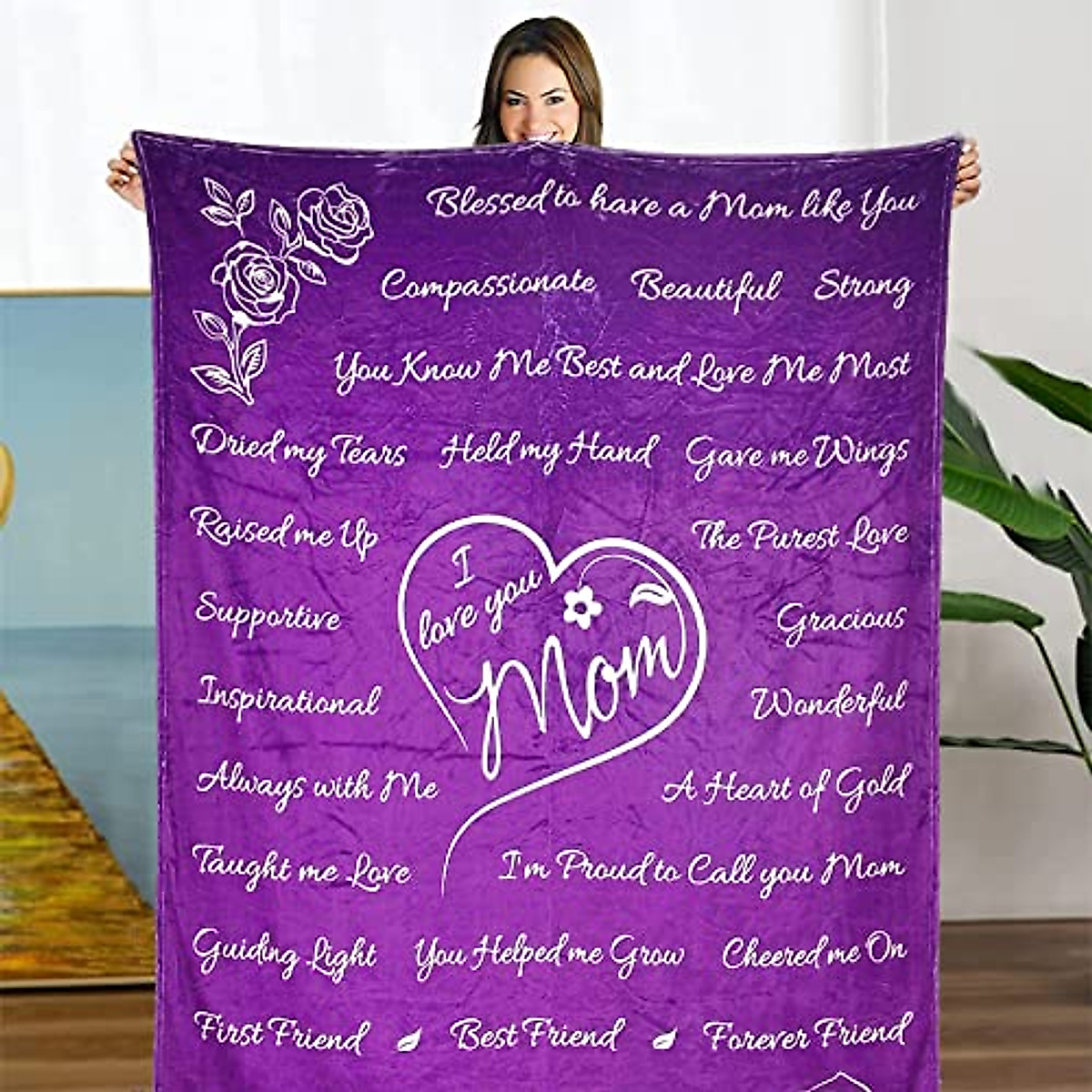 Aiishow Gifts Blanket for Mom Mother's Day, 59 inch x79 Cozy Flannel Throw Blankets, I Love You Print Women, Unique Mother from Daughter or Son, Birthday, Mothers Day (FBA-43AIS-US-ILYMQT-ZY)