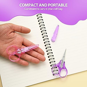 2 Pcs Small Scissors All Purpose Precision Stainless Steel Detail Scissors with Protective Cover Mini Sharp Craft Scissors Straight Fine Tips Sewing Scissors for Embroidery Knitting Paper Cutting