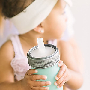 Mason Bottle Silicone Straw Tops, Fits 8 Ounce Regular-Mouth Mason Jars, For All Ages, BPA Free, Non-Toxic, 100% Made in the USA (2 Pack)