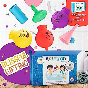 Bath Toys for Toddlers 1-3, Popular Toddler Bath Toys Age 3-4-5 with 3 Unique Water Sprinkling Patterns, Includes Beaker, Tube & Sprinklers - Baby Silicone Suction Toys & Kids Bubble Bath -Patented-