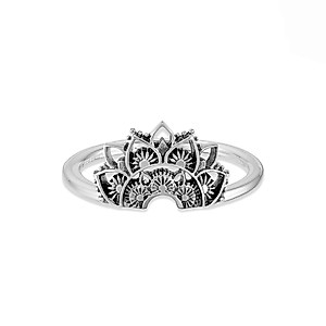 Boma Sterling Silver Bali Style Boho Tribal Lotus Blossom Flower Ring, Size 8