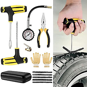 YÁSEZ Car Tire Repair Tool Kit Studding Set Auto Motorcycle Tubeless Puncture Plug Garage with Rubber Strip