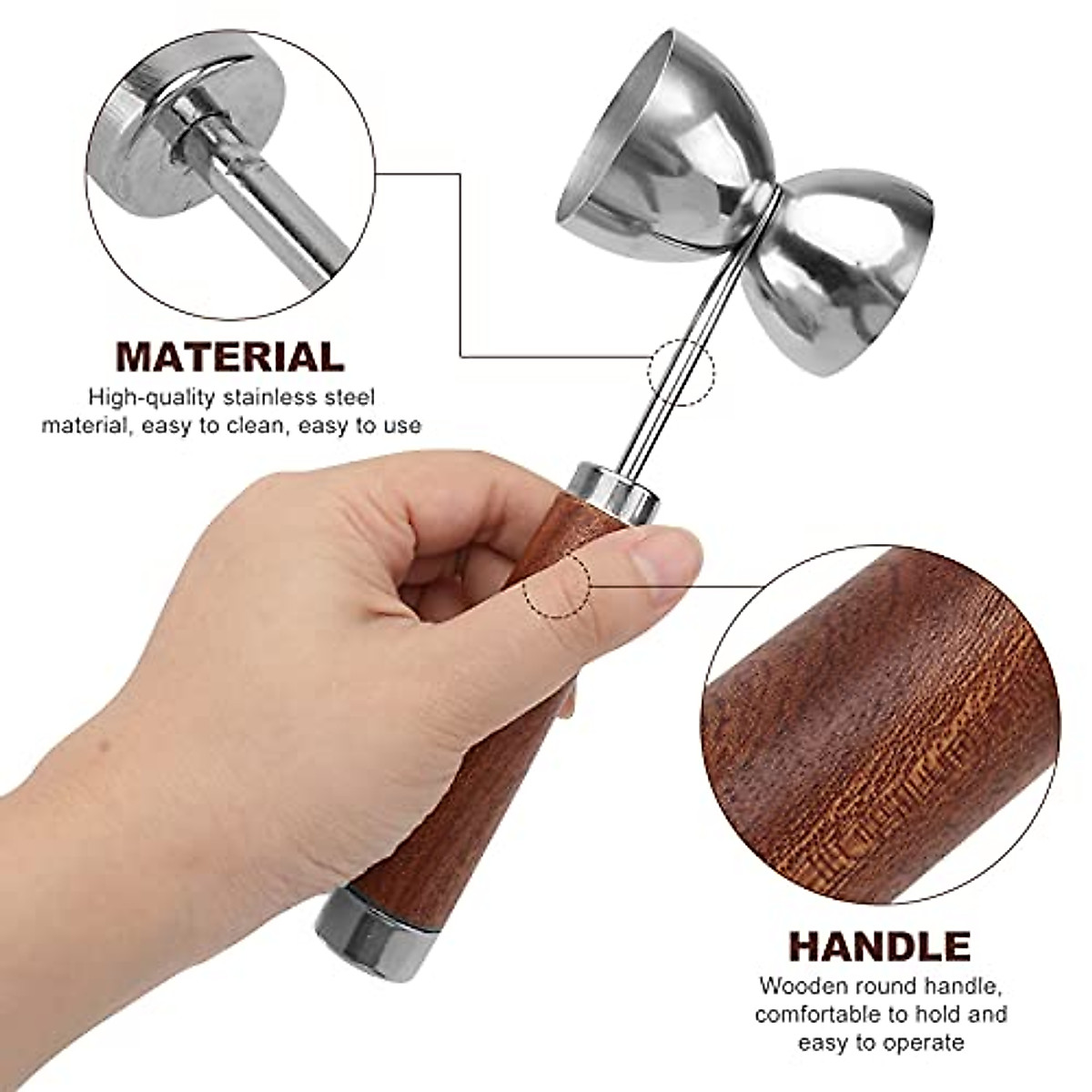 Double Jigger Stainless Steel Cocktail Bartending Tool Bar Measuring Jigger Ounce Cup with Handle Home Office Barware