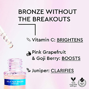 Tanologist Face and Body Self Tan Drops Mini, Medium - Bronzing Drops - Illuminating Self Tanning Drops, Natural Ingredients & Vegan - 0.5 Fl Oz