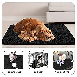 Ompaa Chenille Indoor Door Mat Entryway Rug, 36x24 Black, Super Absorbent Mud Mats for Dirty Dogs Paws & Muddy Shoes, Non Slip Welcome Floor Doormats for Home Front Back Door, Patio, Garage, Entrance