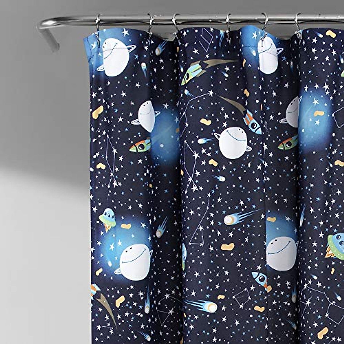 Lush Decor Universe Shower Curtain, 72" x 72", Navy