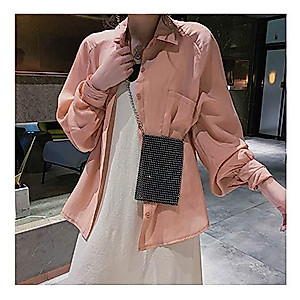 AIBEARTY Women Girls Sparkly Rhinestone Cell Phone Purse Mini Crossbody Bag Evening Clutch Shoulder Bag with Metal Chain