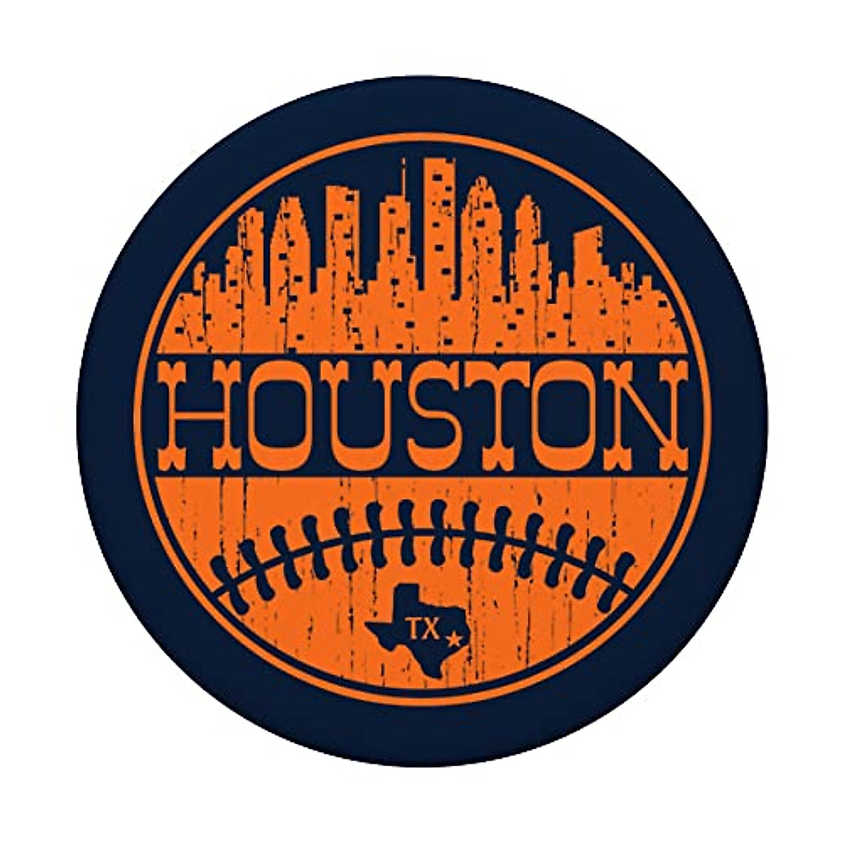 Vintage Houston City Skyline Baseball Retro TX Fan Home PopSockets Swappable PopGrip