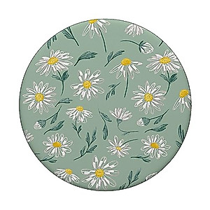Pattern Sage Green Flowers Pastel Daisy Flower Aesthetic PopSockets Standard PopGrip