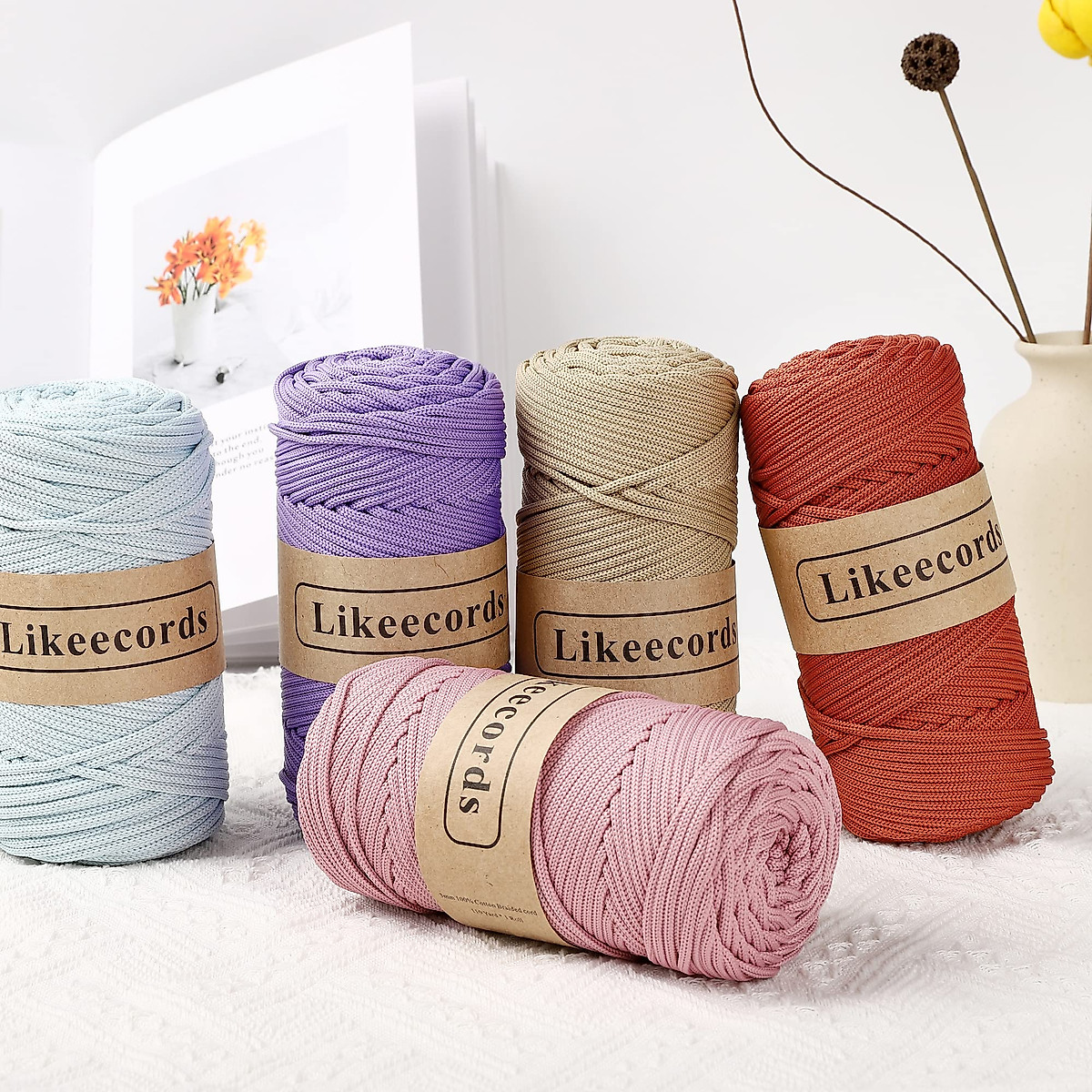 Likeecords 4mm Polyester Braided Macrame Cord 140Yards /426Feet,Elastic Yarn for Crocheting Bag Cord for DIY Crafts,Plant Hangers, Bag, and Home Decorations (Sage Green)