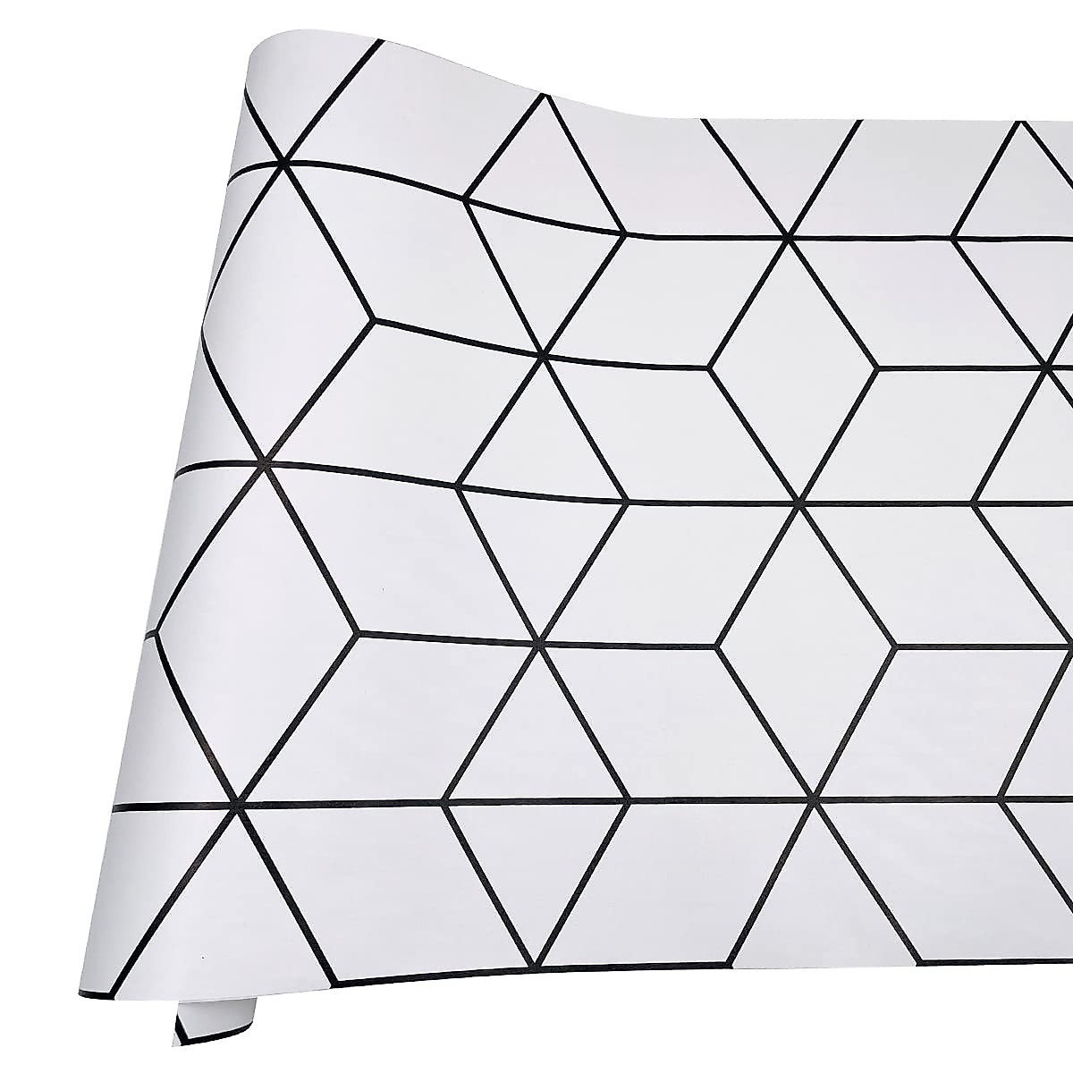 Yifasy Shelf Liner Black Hexagon Self-Adhesive Drawer Paper Furniture Protector Redo Wine Cabinet 118x17.7 Inch