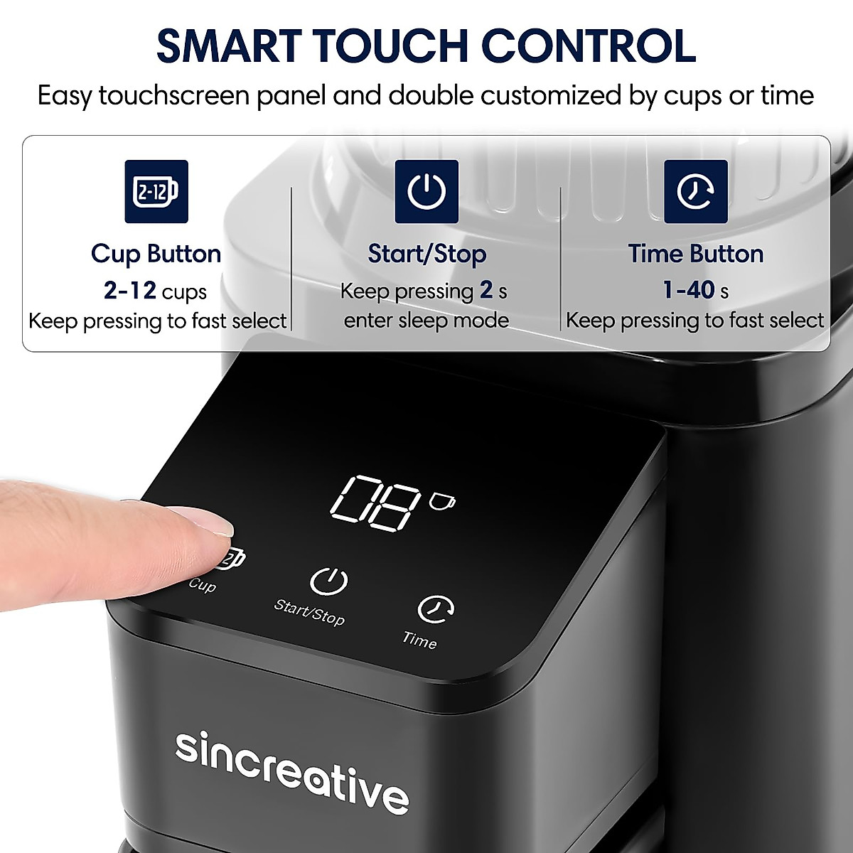 Conical Burr Coffee Grinder, Anti-static Electric Coffee Bean Grinder with 48 Grind Settings, Large Touchscreen Automatic Espresso Grinder for Espresso, Drip Coffee and French Press, Gift for Friend