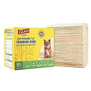 Glad for Pets Earth Friendly Bamboo Training Pads | Eco Friendly Puppy Pads for All Dogs | 85 Super Absorbent Puppy Training Pads, Deodorizing Dog Training Pads for Pets