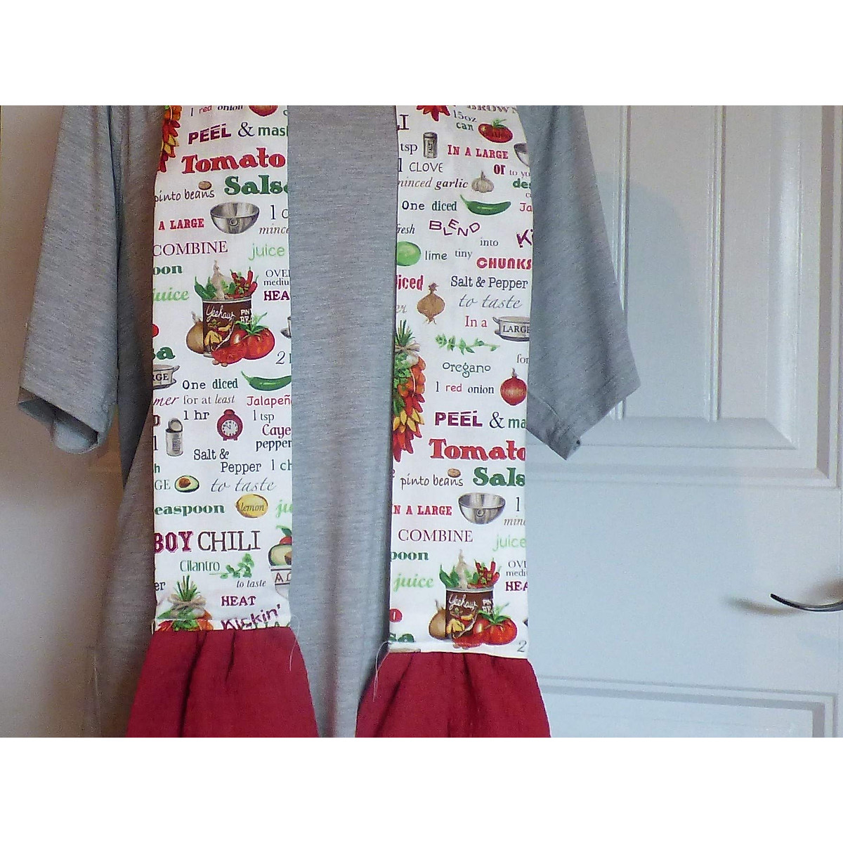 Chili Recipe Kitchen Boa with Red Towel, Neck Apron, Neck Towel, Kitchen Scarf, Chef's Towel, Gifts under $25, Ships Same/Next Day!