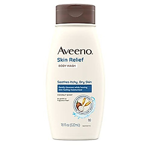 Aveeno Skin Relief Body Wash with Coconut Scent & Soothing Triple Oat Formula, Body Wash Soothes Itchy, Dry Skin, Coconut Scented Cleanser is as Gentle as Fragrance Free, 18 fl. oz