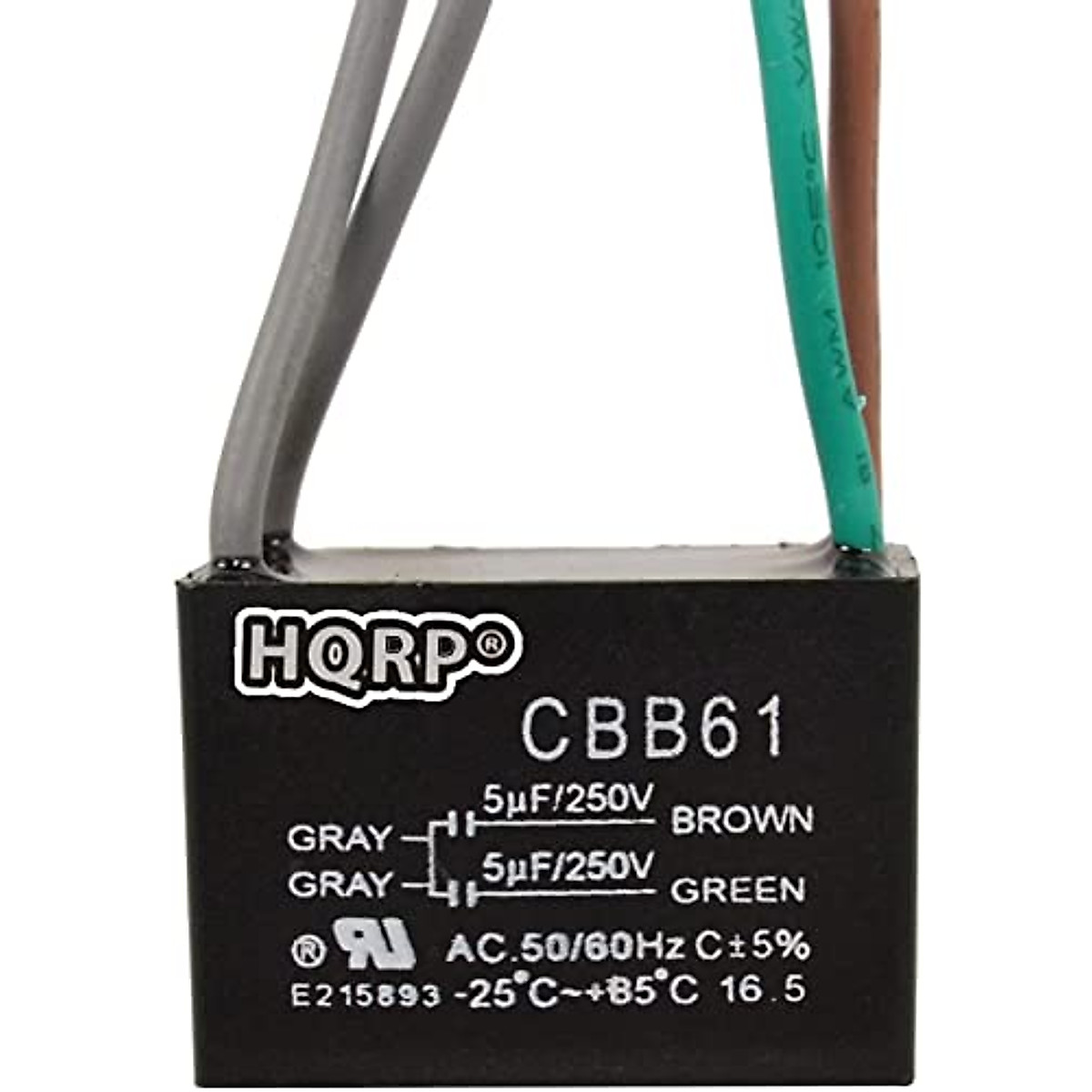 HQRP Kit Ceiling Fan Capacitor CBB61 5uf+5uf 4-Wire UL-Listed and 3-Speed Fan Switch