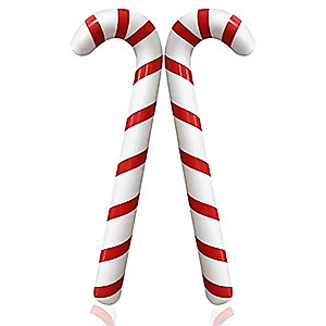 2pcs Inflatable Candy Canes Balloons for Christmas Candy Cane Decorations - Large Pool Floats Outdoor Candy Canes Balloons for Candy Cane Christmas Decorations
