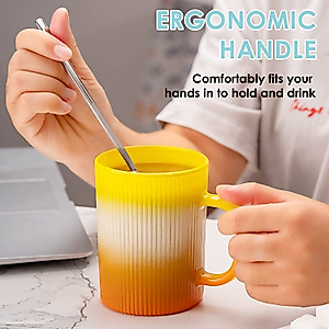 Claplante 6 Pack Coffee Mugs 11 oz Espresso Mugs with Handles, Tea cups with 6 Spoons, Drinking Glasses, Hot Chocolate Mugs, Cocoa Mugs, Mug Sets, Coffee Cups for Latte, Espresso Coffee, Juice, Tea