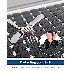 Bligli Sink Mat for Stainless Steel/Ceramic Sinks, 2 Pack 15.7x11.8 inches PVC Sink Protectors for Bottom of Kitchen Sink, Dishes and Glassware drain Mats, Durable and Fast Draining (Black)