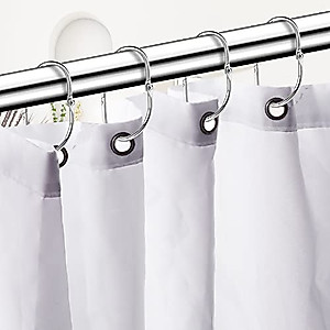 EVOOKA Shower Curtain Hooks Rings,12Pcs Rustproof Metal Shower Hooks for Shower Curtain,Glide Smoothly Oval Shower Rings for Curtain,Shower Curtain Rings for Bathroom Shower Rod（Silver）