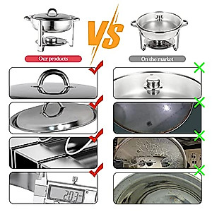 FXTNKYY Chafing Dish,Round Chafing Dish Buffet Set,Stainless Steel Chafers and Buffet Warmers Set,3.5QT Chafing Dishes with Lid & Holder,Food Warmers for Parties Buffet/Home Party (4 Pack)