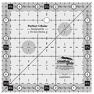 Creative Grids It's So Emma's Perfect 5 Quilts Book Perfect 5 Ruler (cgrPERF5) Bundle