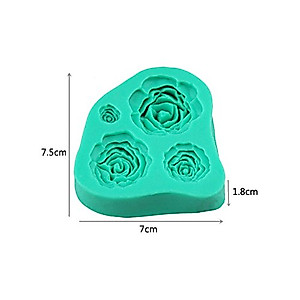 Pard 4 Size Roses Flower Silicone Cake Mold Chocolate Sugarcraft Decorating Fondant Tool, Blue