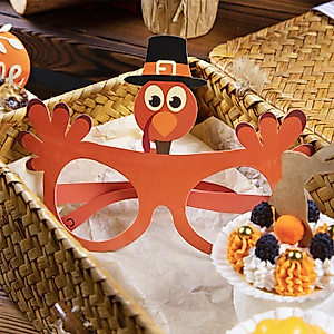 AMOR PRESENT 24PCS Thanksgiving Turkey Eyeglasses, Turkey Eyewear Frame Party Photo Props Thanksgiving Paper Glassess for Kids Adults Thanksgiving Day Party Favors