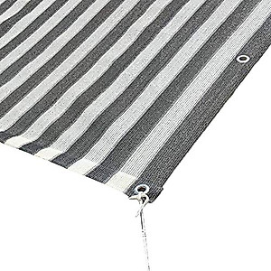 ALBN Sun Shade Mesh, Stripe Privacy Screen Weatherproof with Metal Hole for Balcony Patio Fences Privacy Protection Hood, 51 Sizes (Color : Gray White, Size : 120x800cm)