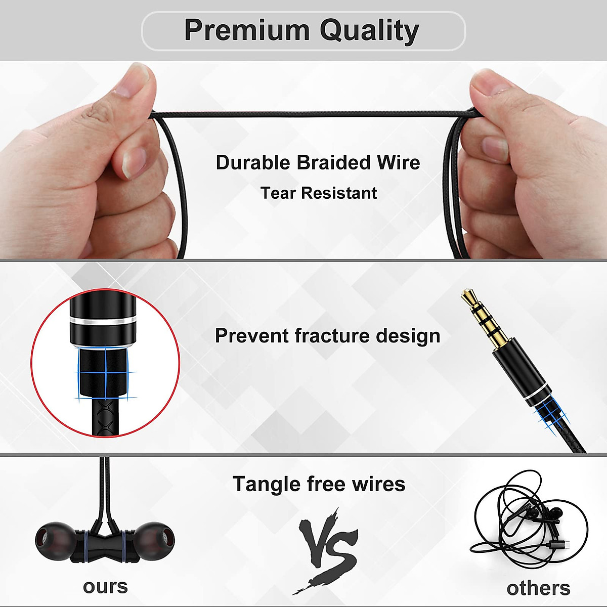 TITACUTE 3.5mm Headphones Magnetic Wired Earbuds for Google Pixel 5a 4a 3a for iPhone 6S 6 5S SE 1st Samsung Galaxy A03s A12 S9 S10 G Power MP 4 Gaming Headset in-Ear Earphones with Microphone Control