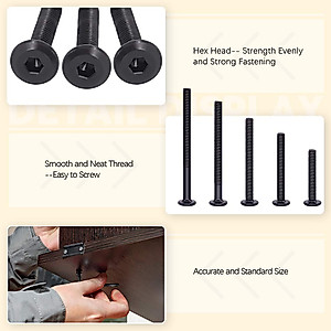 Rustark 121 Pcs Baby Bed Crib Screws Bolts Nuts Assortment Set M6 Hex Socket Head Cap Screws, Barrel Bolt Nuts Hardware Replacement Kit for Furniture Cots Beds Crib and Chairs (40mm-80mm)