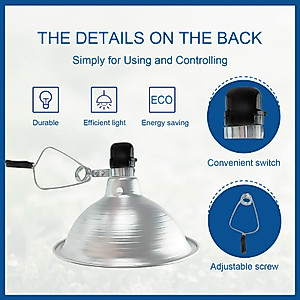 GREATIDE Clamp Lamp Light with Detachable 8.5 Inch Aluminum Reflector, 150 Watt E26 Socket (No Bulb Included), 6 Foot 18/2 SPT-2 Cord Cord