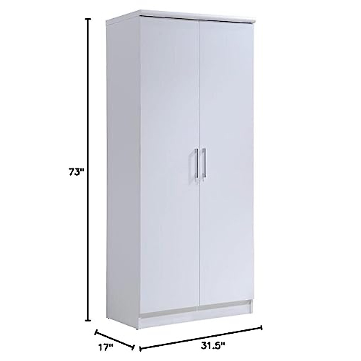 HODEDAH IMPORT Hodedah 2-Door Armoire with 4-Shelves Wardrobe, 17"D x 31.5"W x 73"H, White