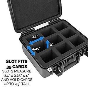 CASEMATIX Top Loader Card Storage Case for Trading Cards Fits 315 3" x 4" 35pt Toploaders Case or 65 One Touch Card Holders, Hard Shell Toploader Storage Box With 9 Precut Card Case Dividers
