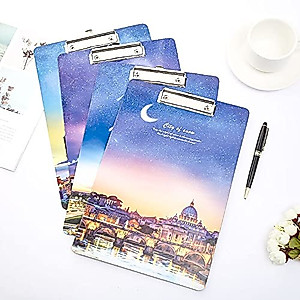Office Supply Clipboard Cute Wood A4 A5 Clipboard Sky Writing Pads Exam Clip Board Office School Supply Thing Item Folder Paper Desk Durable Low Profile Clip (Color : Tower 1pcs)