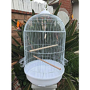 60" Classic Round Bird Cage with Stand for Finch Canary Aviary Budgie Cockatiel Parakeet (16" Diameter x 60" H, White)