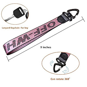 JEJAKKD OFF Lanyard Keychain Strap Wristlet Strap Fashion Wristlet Key chain pink，Hand Wrist Lanyard forluggage Key Ring Accessories (The long lasting Zinc alloyRotatable key chain)