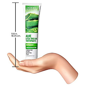 Desert Essence Aloe & Tea Tree Oil Toothpaste - Peppermint - 6.25 Oz - Ideal For Sensitive Teeth & Gums - Complete Oral Care - Aloe - Tea Tree Oil - Baking Soda - Refreshes Breathe - Carrageenan Free