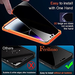Ferilinso [3+3 Pack] for Apple iPhone 14 Pro Max Privacy Screen Protector Tempered Glass Accessories 3 Pack 9H Anti Spy Privacy Screen For iPhone 14 Pro Max 3 Pack Camera Lens Protector