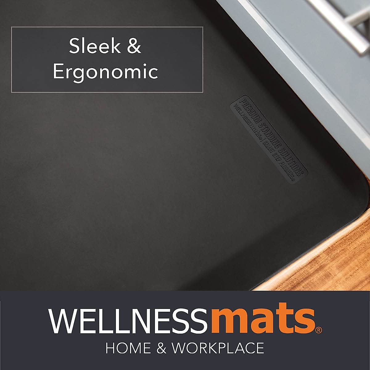 WellnessMats Original Collection Anti-Fatigue Floor Mat, Black, 36 in. x 24 in. x ¾ in. Polyurethane – Ergonomic Support Pad for Home, Kitchen, Garage, Office Standing Desk – Water Resistant,