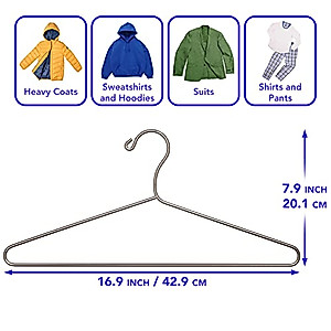 USTECH Strong Metal Clothes Hanger Set | Heavy Duty Coat, Pant, and Suit Standard Hangers | Keep Your Clothes Organized and Wrinkle-Free | Pack of 48