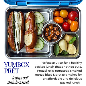 Yumbox Prêt Stainless Steel Bento Lunch Box with Leakproof Lid, Durable, Reusable Food Container, Ideal for Sandwiches & Snacks ((Normandy Blue)
