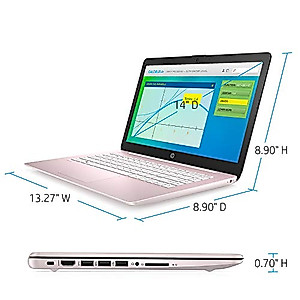 2021 Newest HP 14 inch HD Laptop Computer, Intel Celeron N4000 up to 2.6 GHz, 4GB DDR4, 64GB eMMC Storage, WiFi , Webcam, HDMI, Bluetooth, 1 Year Microsoft 365,Windows 10 S, Rose Pink + Hubxcel Cables