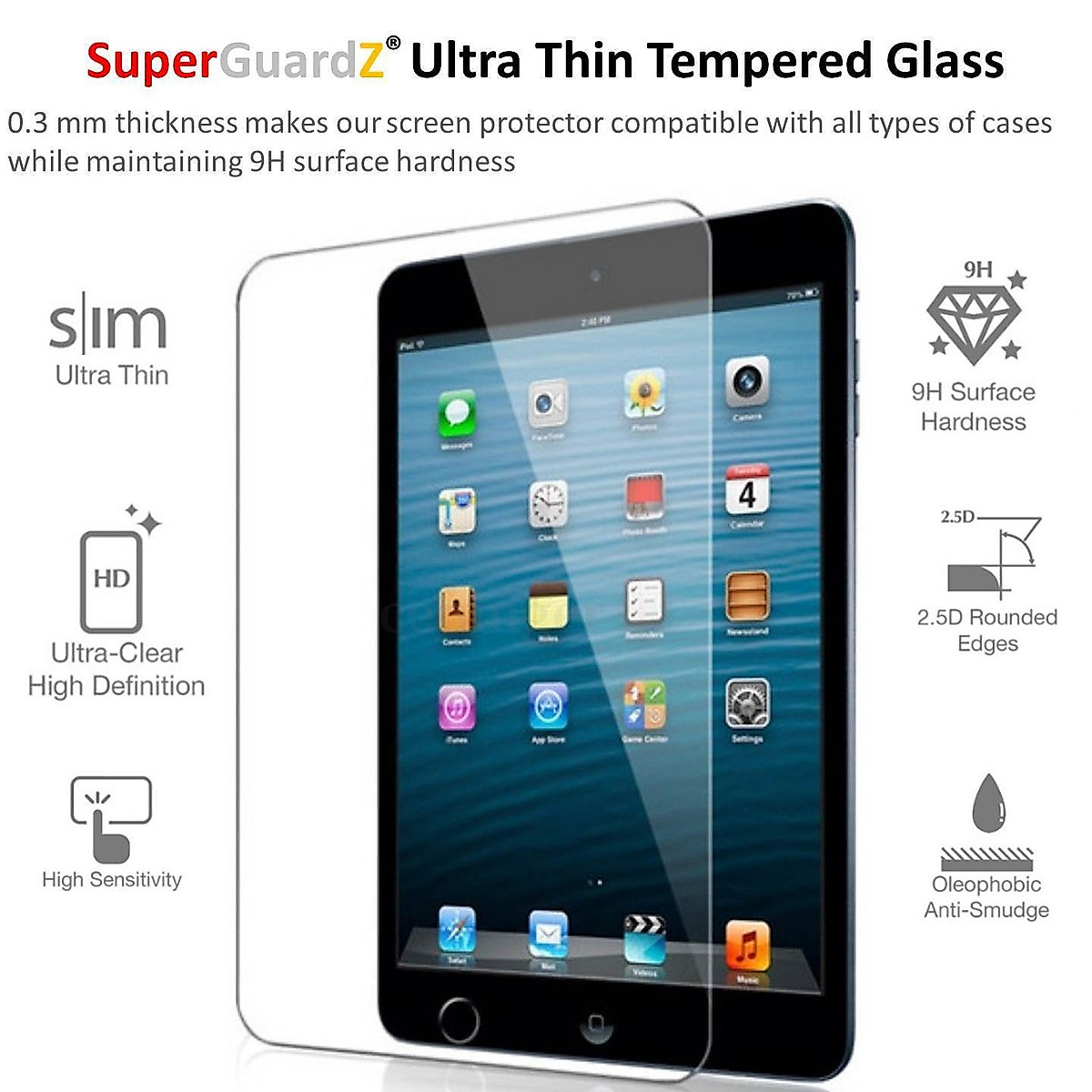 SuperGuardZ iPad Mini 4 / iPad Mini 5 (2019) Screen Protector Tempered Glass [Anti-Glare Matte], Anti-Fingerprint, Anti-Bubble [Lifetime Replacement]