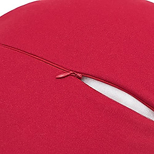 JWH 3D Flower Throw Pillow Cover Aesthetic Decorative Rose Floral Accent Pillow Case Round Cushion Handmade Pillowcase Couch Bed Living Room Chair Bedroom with Insert 14 Inch Red