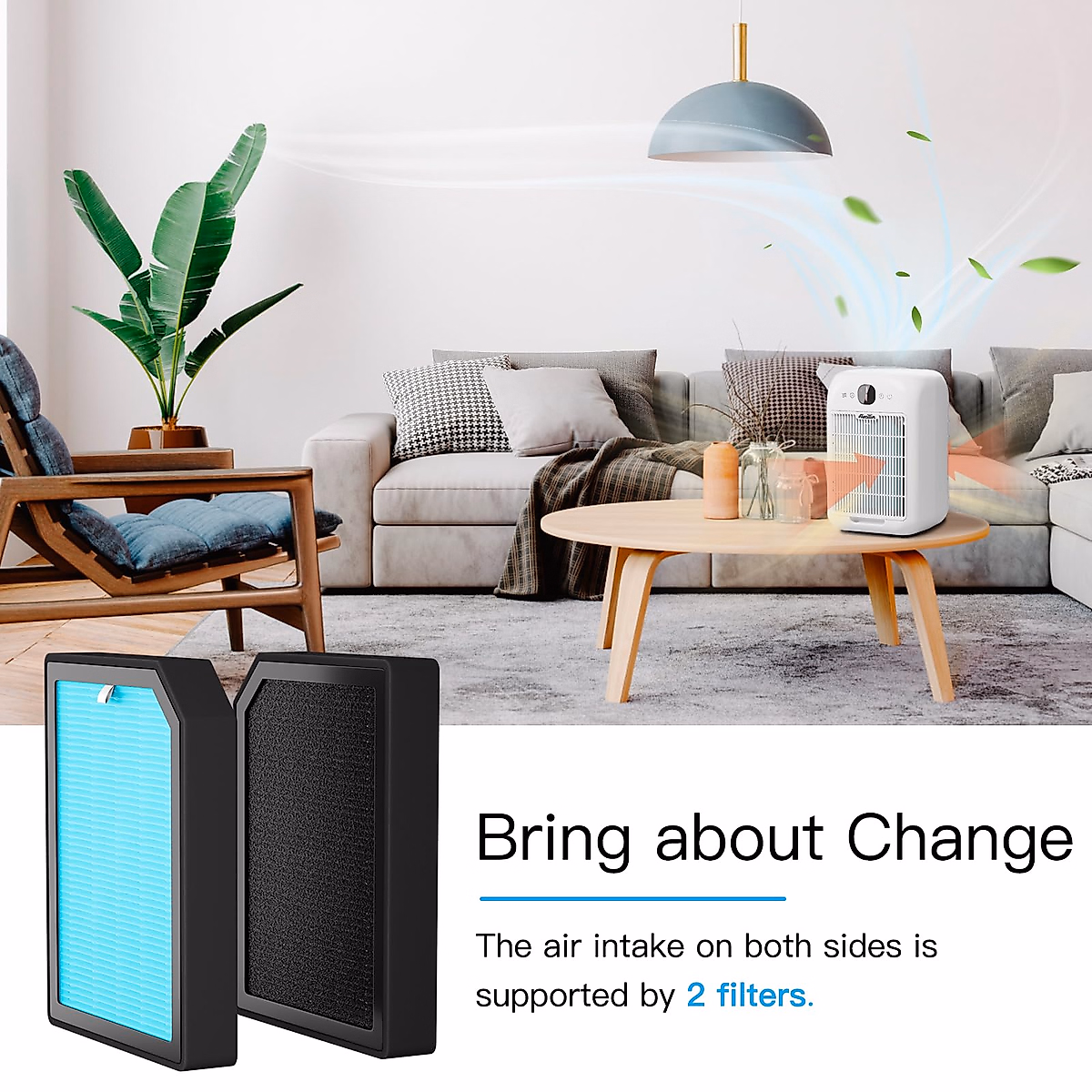 Aircillin Air Purifier AP1501 Replacement Filters 6-Pack, H13 True HEPA Filter, Activated Carbon Filter(AP1501)