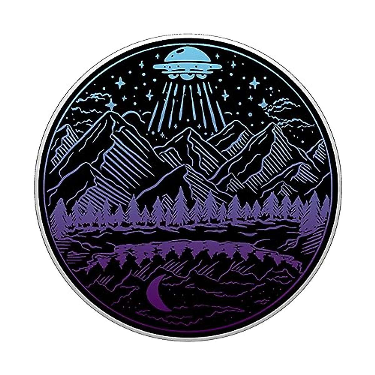 Galaxy UFO Abduction Space Astronaut Nature Lake Moon Alien PopSockets Standard PopGrip